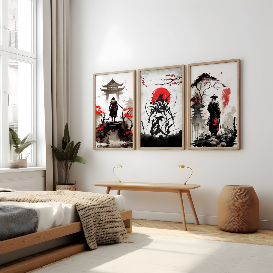 Samurai Warrior Poster 3 Pack, Japanese Anime Wall Print, Majestic ...