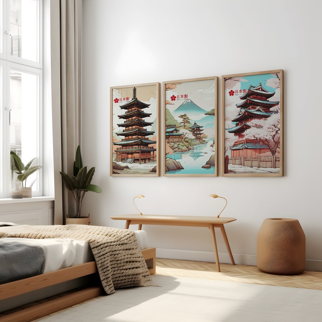 Landscape Japanese Print, Poster 3 Pack, Set 3 Piece, Japan Wall Art ...