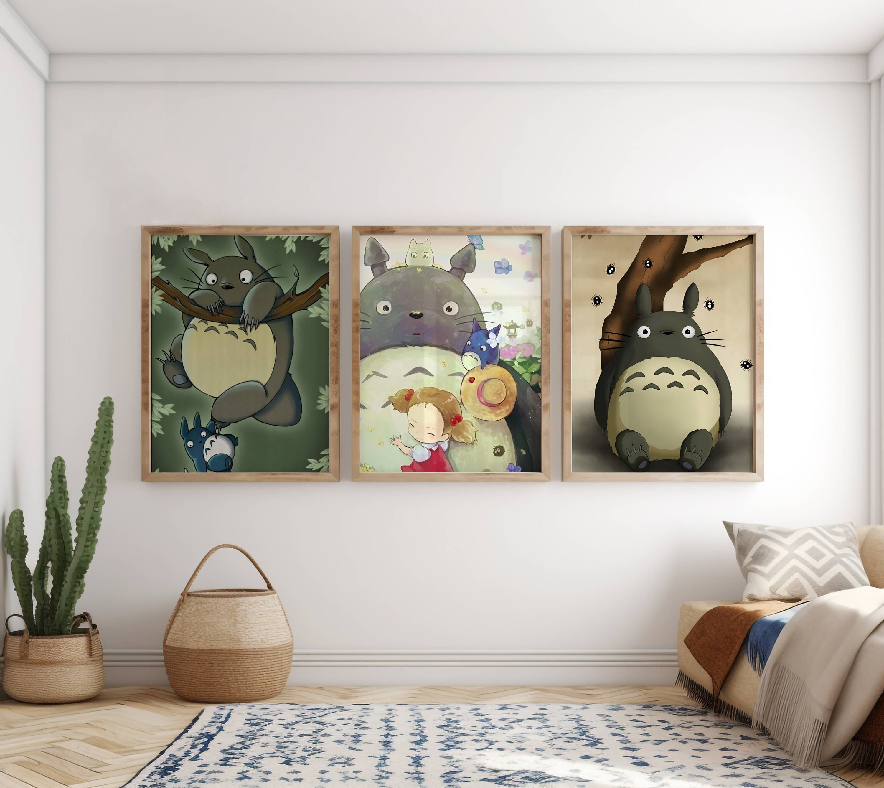 Ghibli Totoro Poster 3 Pack, My Neighbor Totoro Wall Art, Set 3 Piece ...