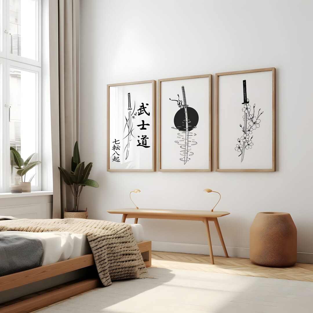 Samurai Katana Poster 3 Pack, Japanese Swords Vintage Wall Art, Katana ...