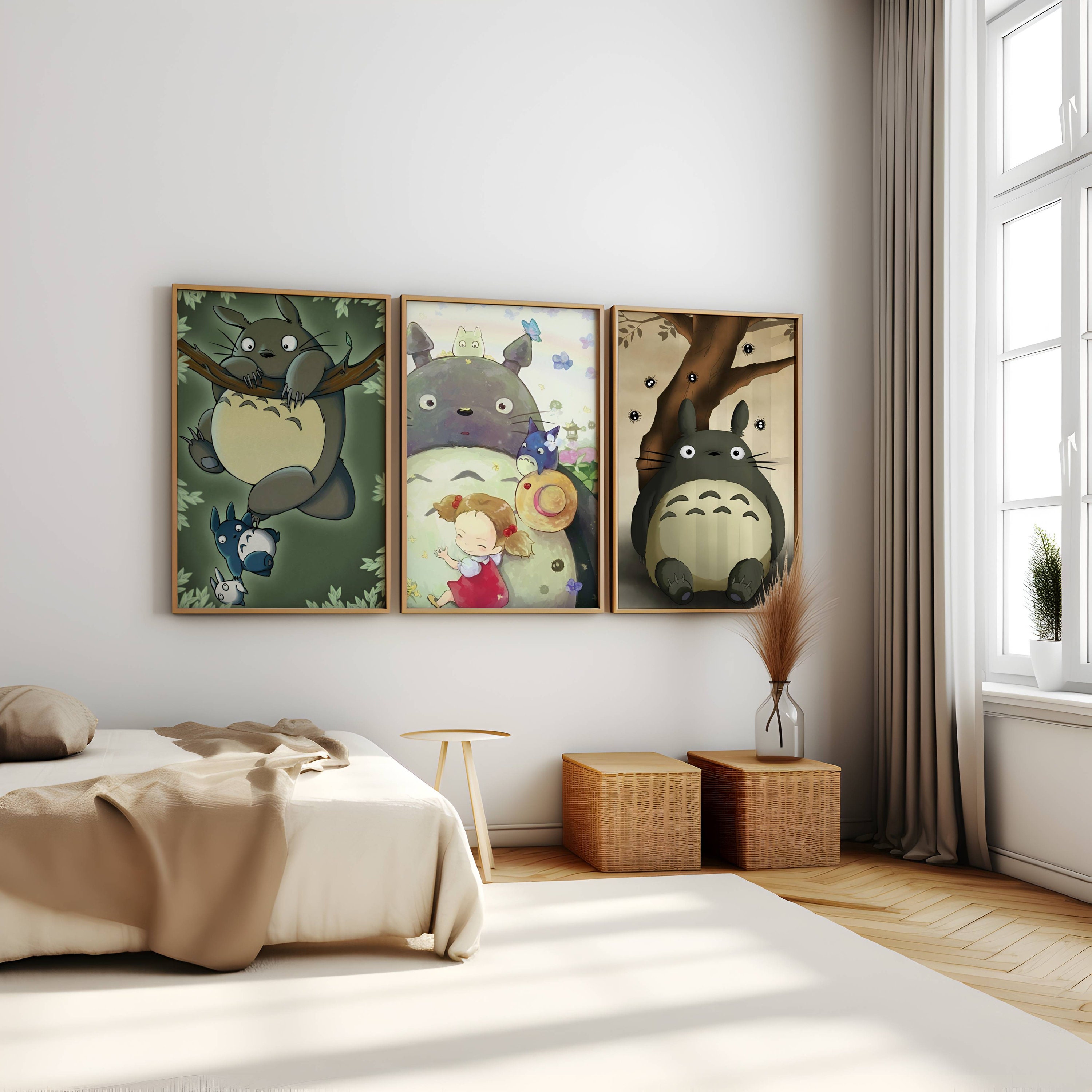 Ghibli Totoro Poster 3 Pack, My Neighbor Totoro Wall Art, Set 3 Piece ...