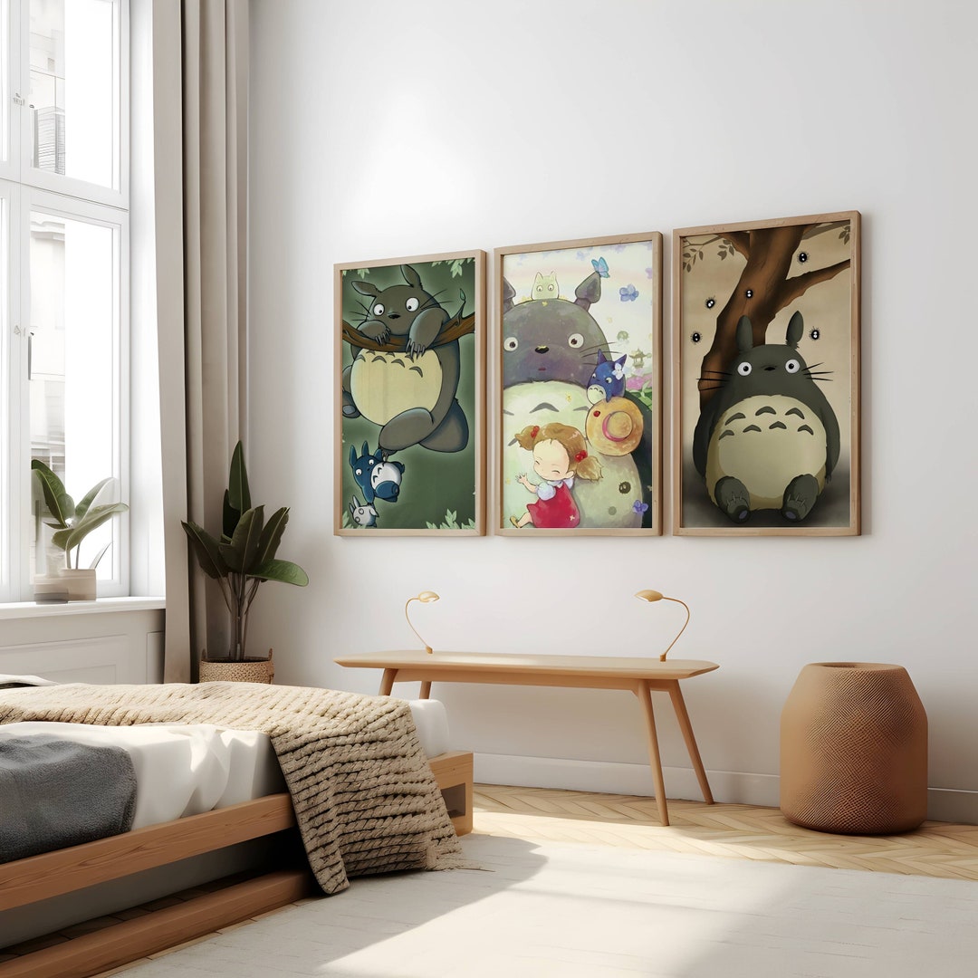 Ghibli Totoro Poster 3 Pack, My Neighbor Totoro Wall Art, Set 3 Piece ...