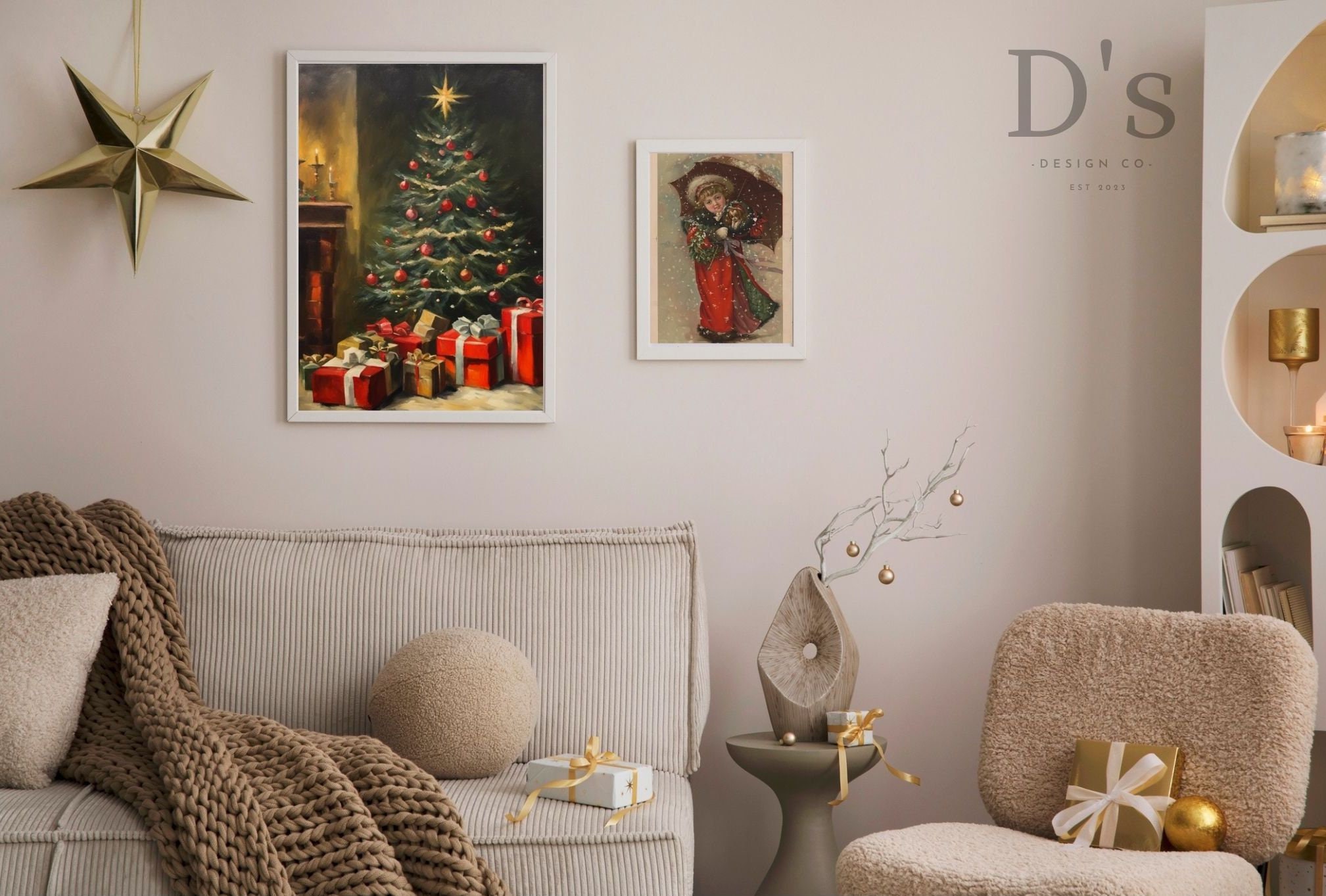 Printable Christmas Wall Art, Christmas Holiday Digital Download, Set ...