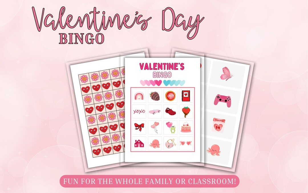 Valentine's Day Bingo Printable, Valentine's Day Activity, Valentine's ...