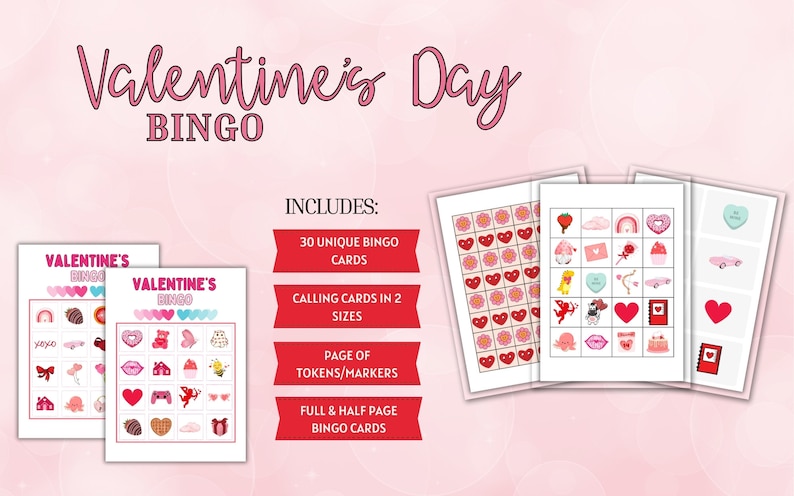 Valentine's Day Bingo Printable, Valentine's Day Activity, Valentine's ...