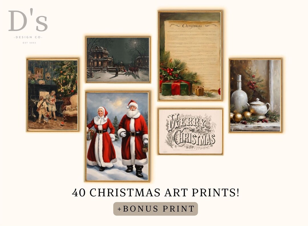 Printable Christmas Wall Art, Christmas Holiday Digital Download, Set ...
