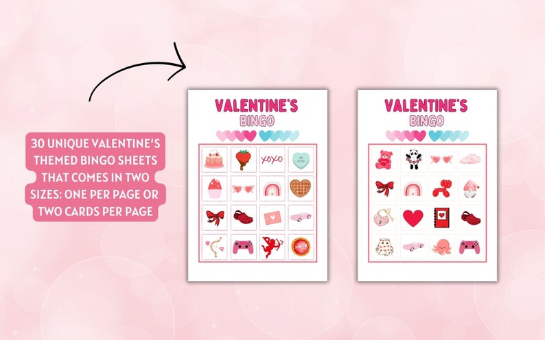 Valentine's Day Bingo Printable, Valentine's Day Activity, Valentine's ...
