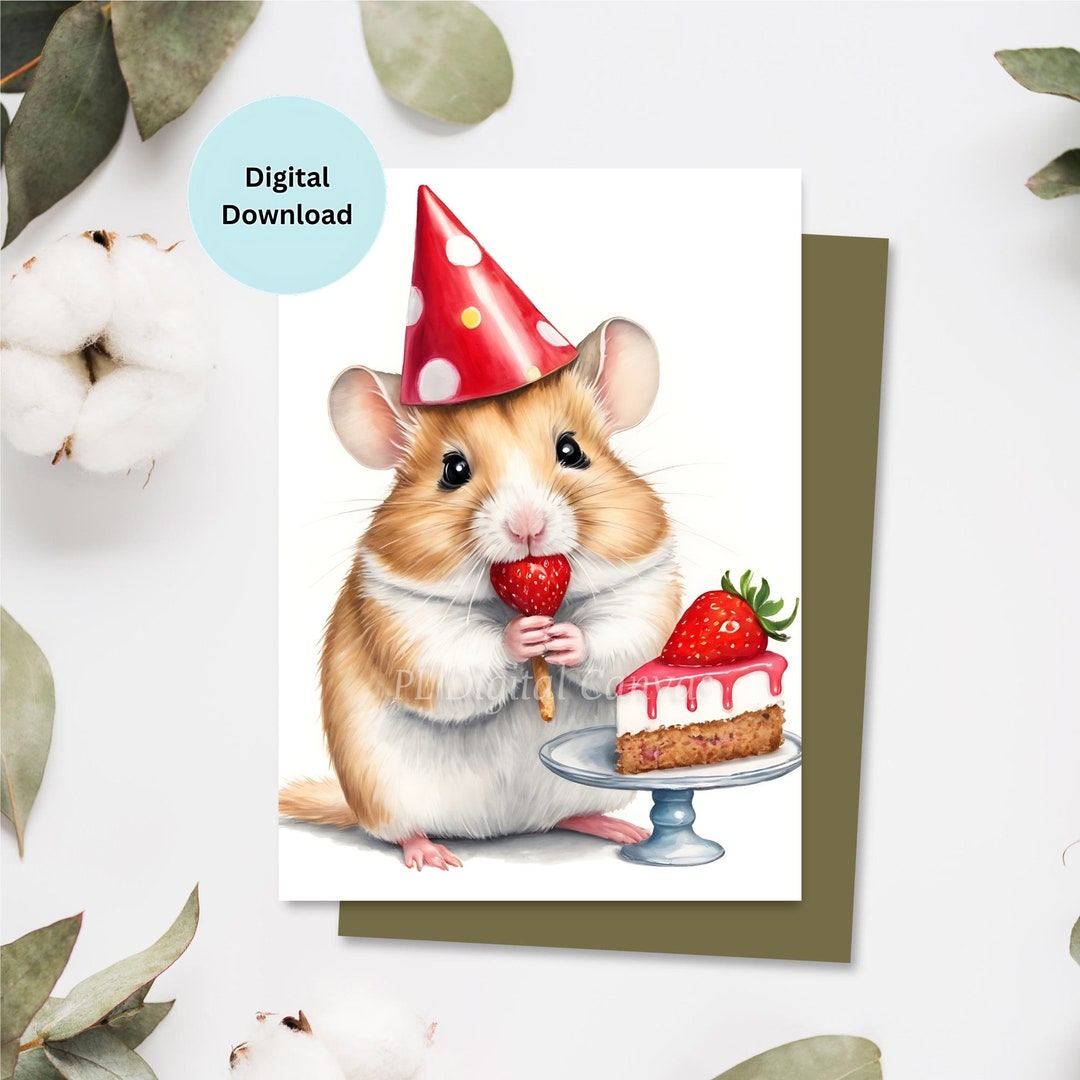 Hamster Birthday Card | Cute Funny Greeting Card | Happy Birthday Card ...