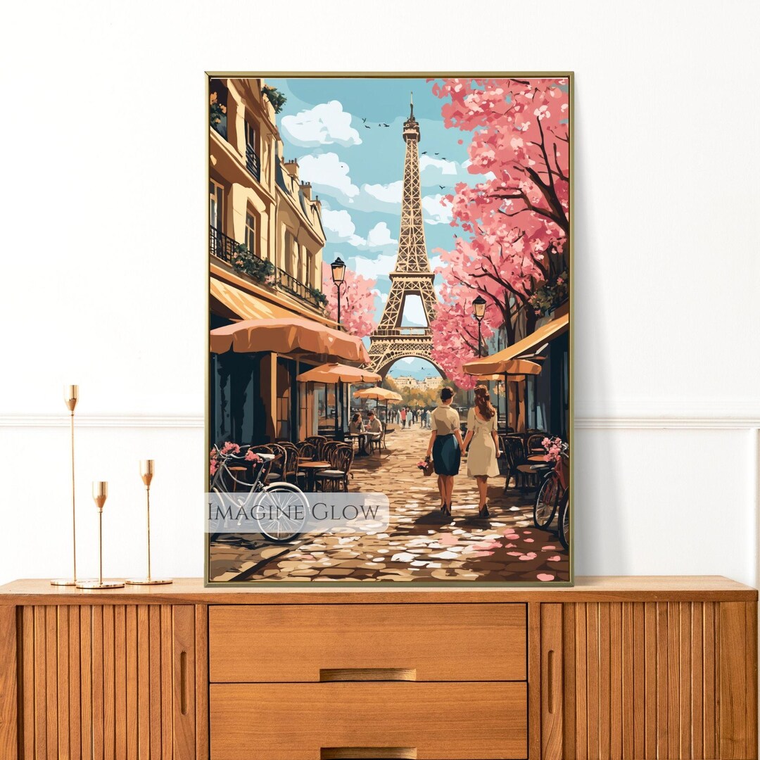 Paris Spring Art Print Eiffel Tower With Flowers Romantic Wall Art ...