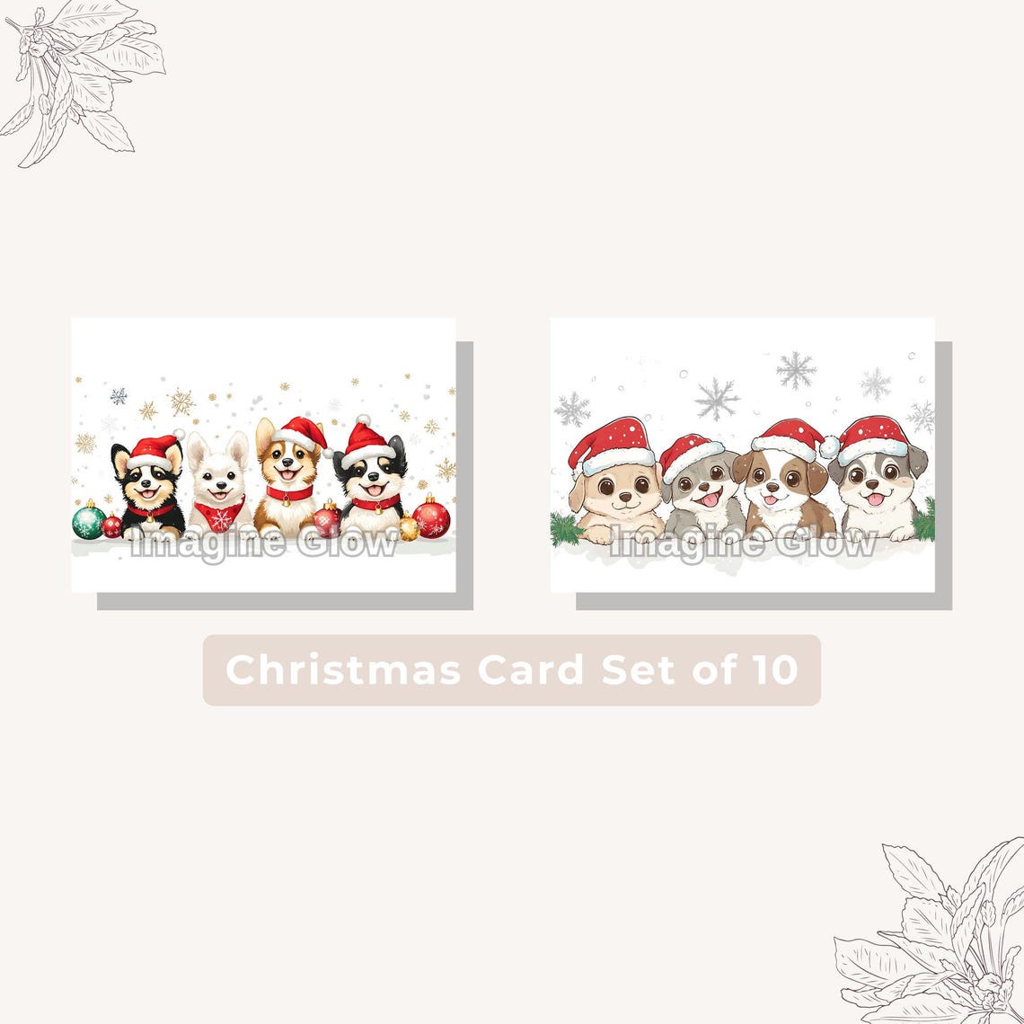 Dogs Christmas Card Set C - Holiday Greeting Cards - Pet Holiday Cards ...
