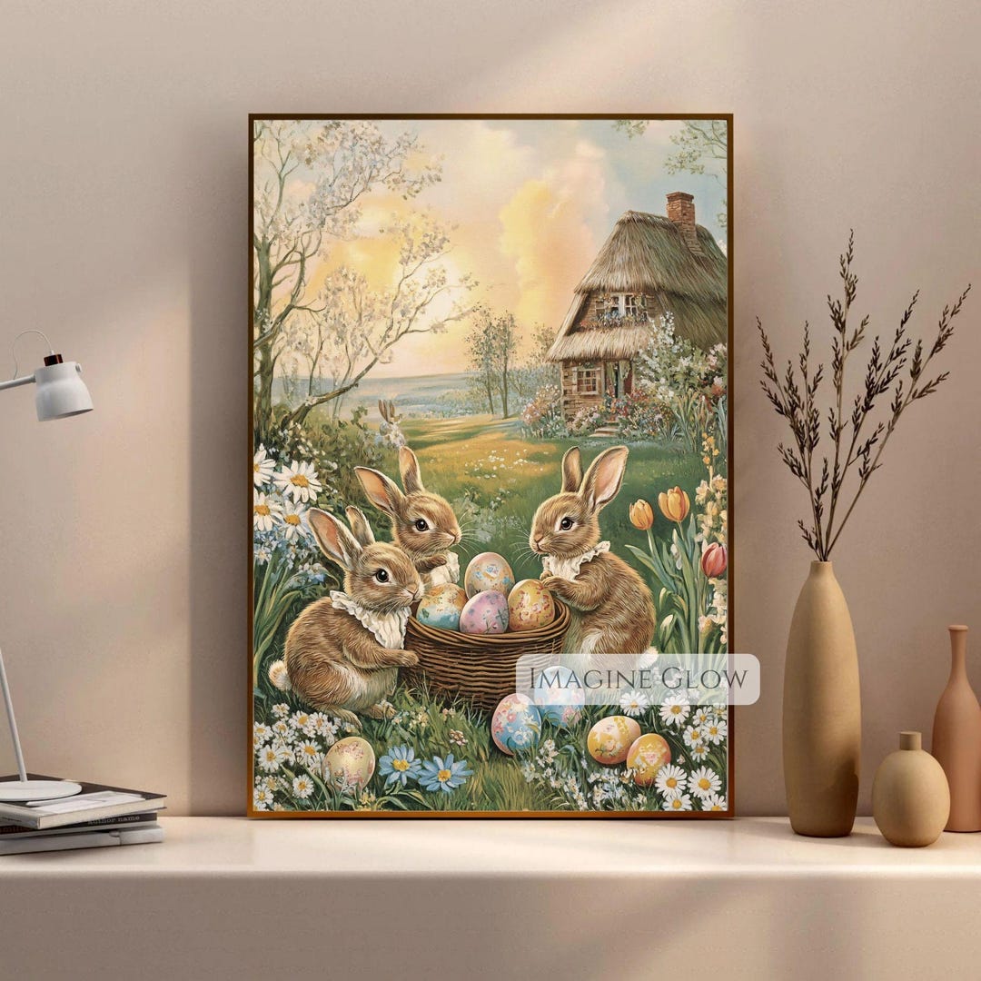 Easter Bunny Wall Art Rabbit Art Print Classroom Easter Egg Hunt ...