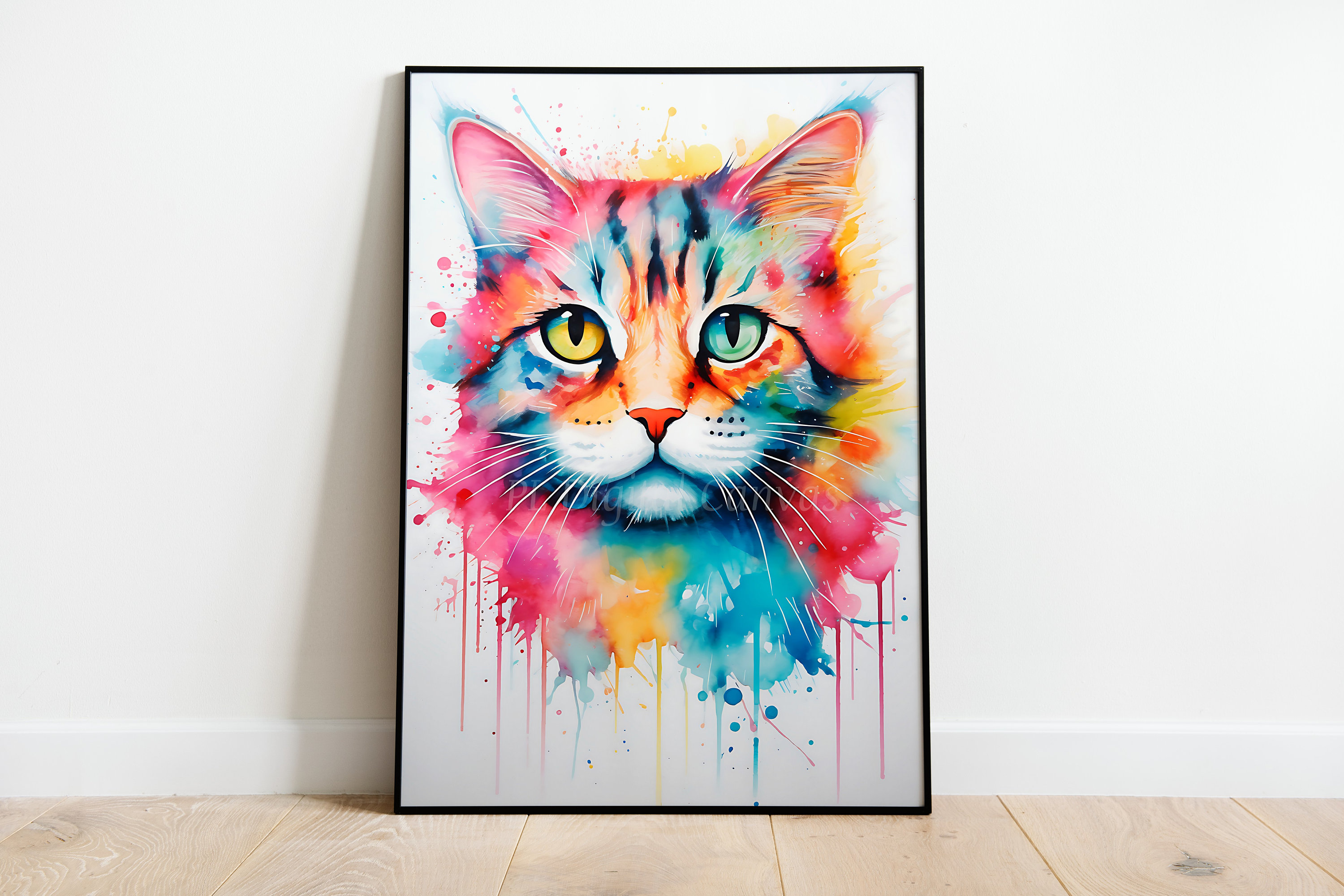 Watercolor Cat Art Print: Colorful Kitty Nursery Decor (digital ...