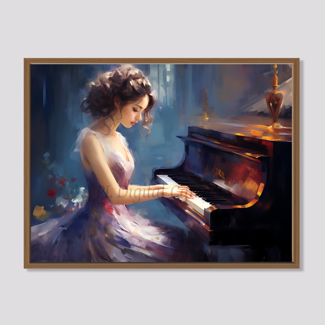 Girl Playing Piano Painting Piano Painting Printable Art - Etsy