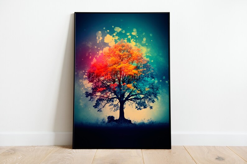 Colorful Tree Artwork Tree of Life Rainbow Leaves Art Printable Art ...