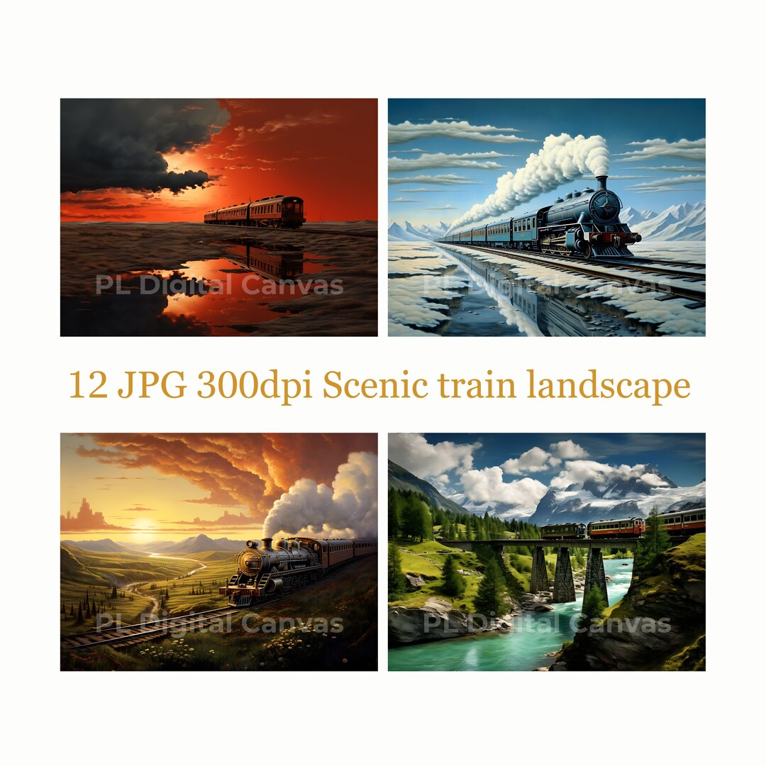 Train Art Print Train Wall Art Stunning Landscapes Clipart Printable ...