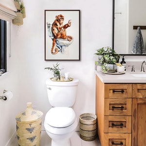 Monkey in Toilet Artwork - Funny Bathroom Wall Decor - Printable Art ...