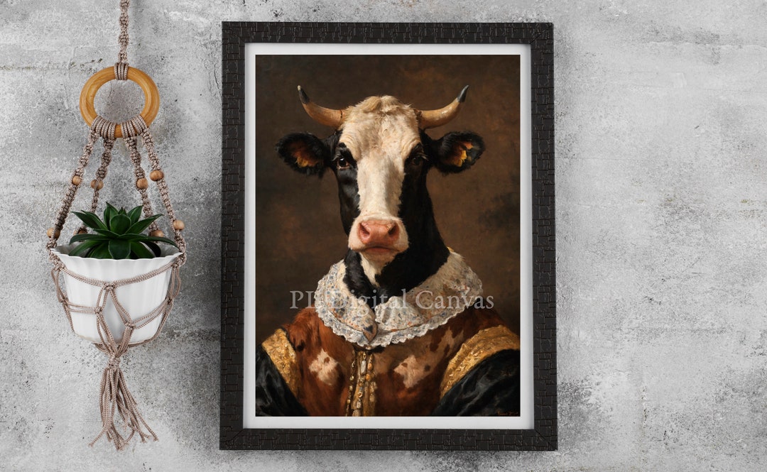 Victorian Cow Renaissance Animal Print Cattle Portrait Moody Poster ...