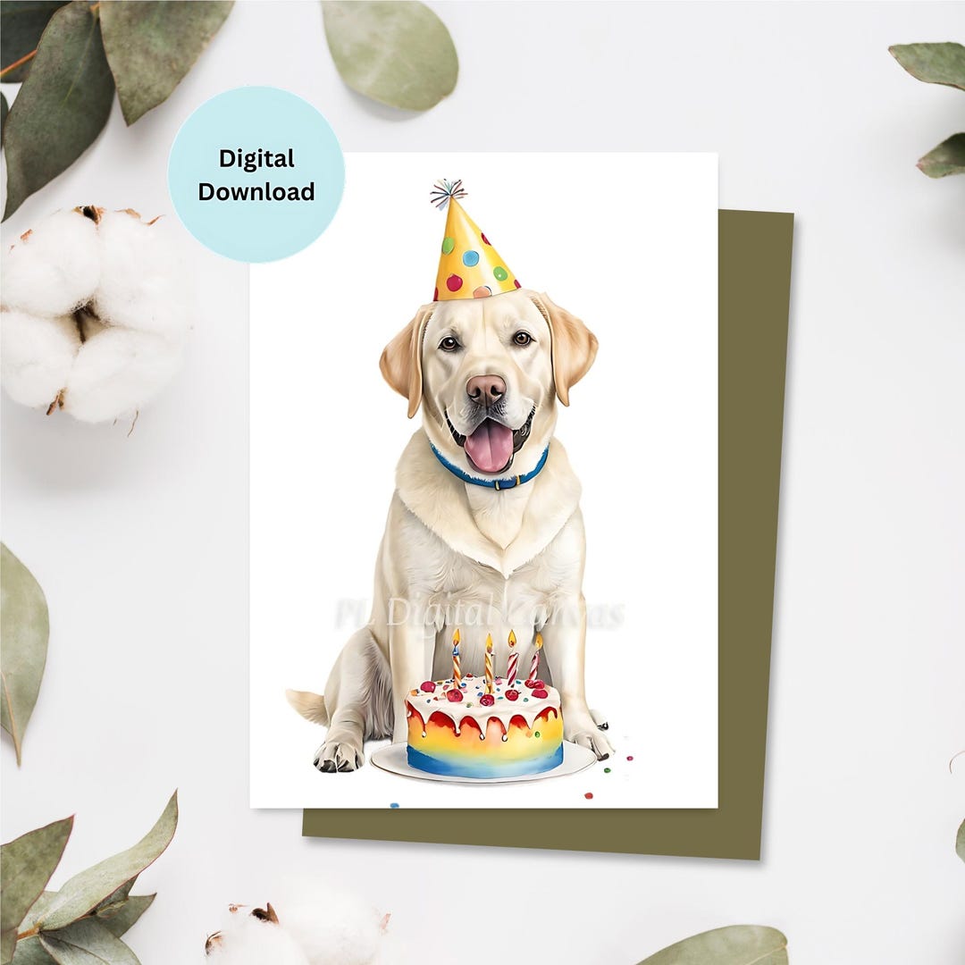 Labrador Retriever Birthday Card Happy Birthday Card Party Greeting ...