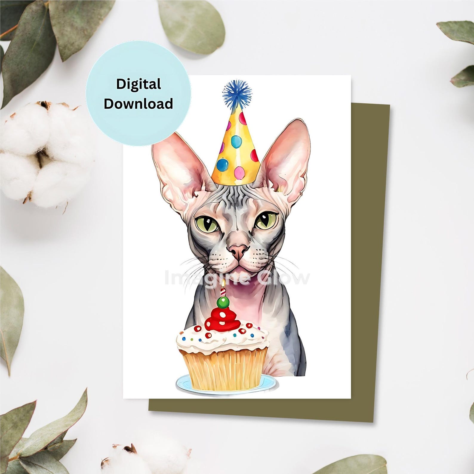 Sphynx Cat Birthday Card Printable Card Kittens Kitty Party Greeting ...