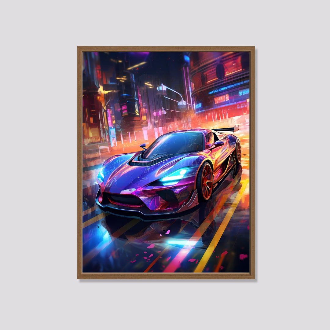 Modern Car Poster | Vehicle Printable Artwork | Colorful Wall Decor ...