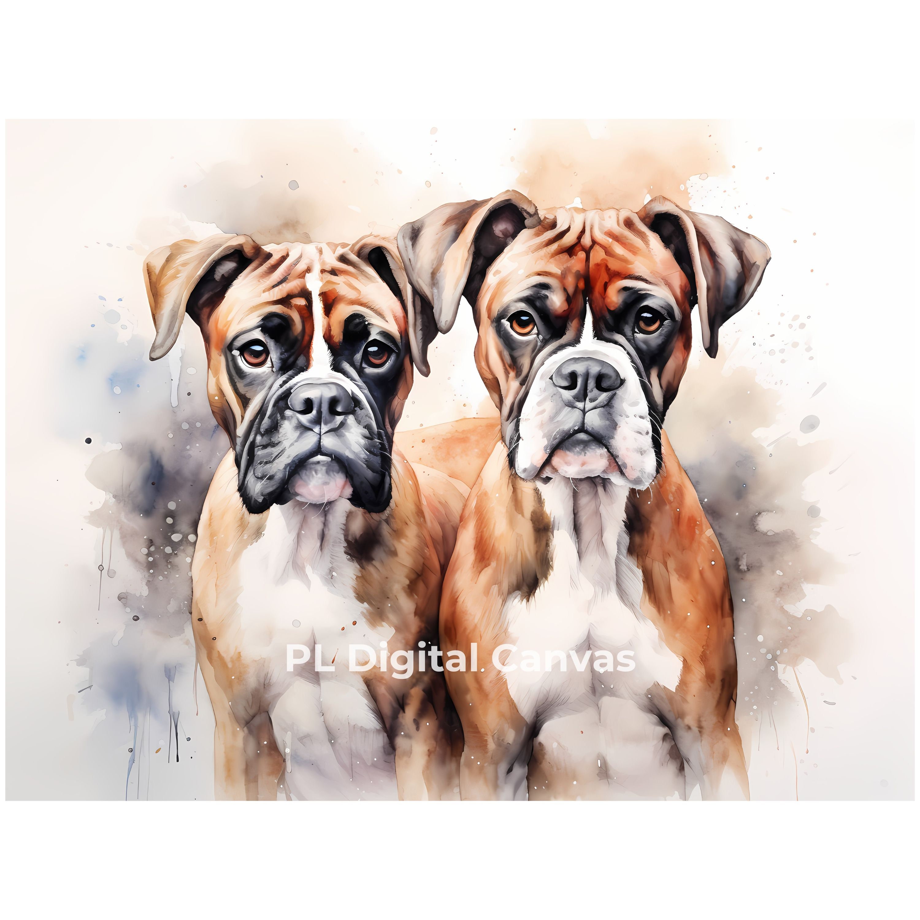 Boxer Dogs Two Boxers Painting Scrapbooking Dog Nursery Art Families of ...