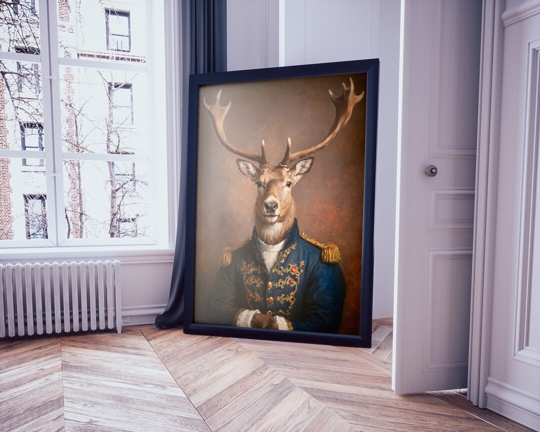 Victorian Reindeer Print Renaissance Portrait Deer Poster Vintage ...