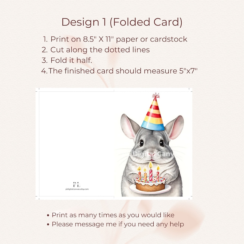 Chinchilla Birthday Card: Party Animal With Cake (digital Download) - Etsy