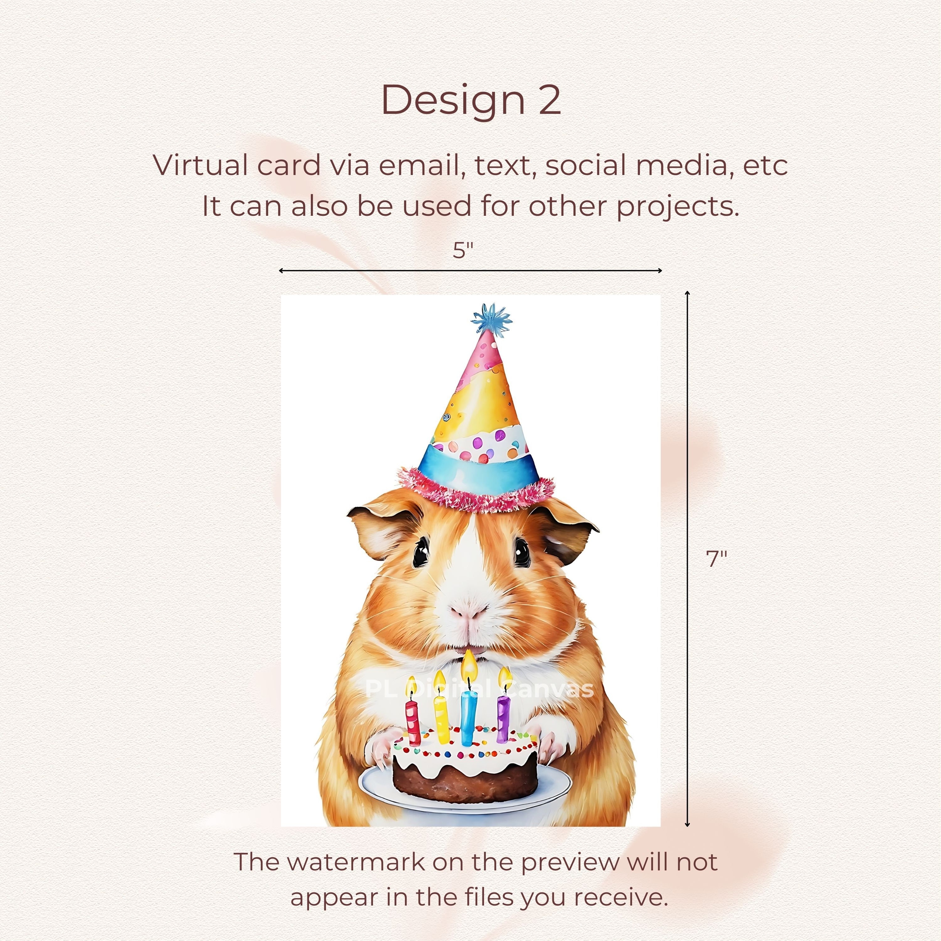 Guinea Pig Birthday Card Printable Card Party Greeting Card Celebration ...