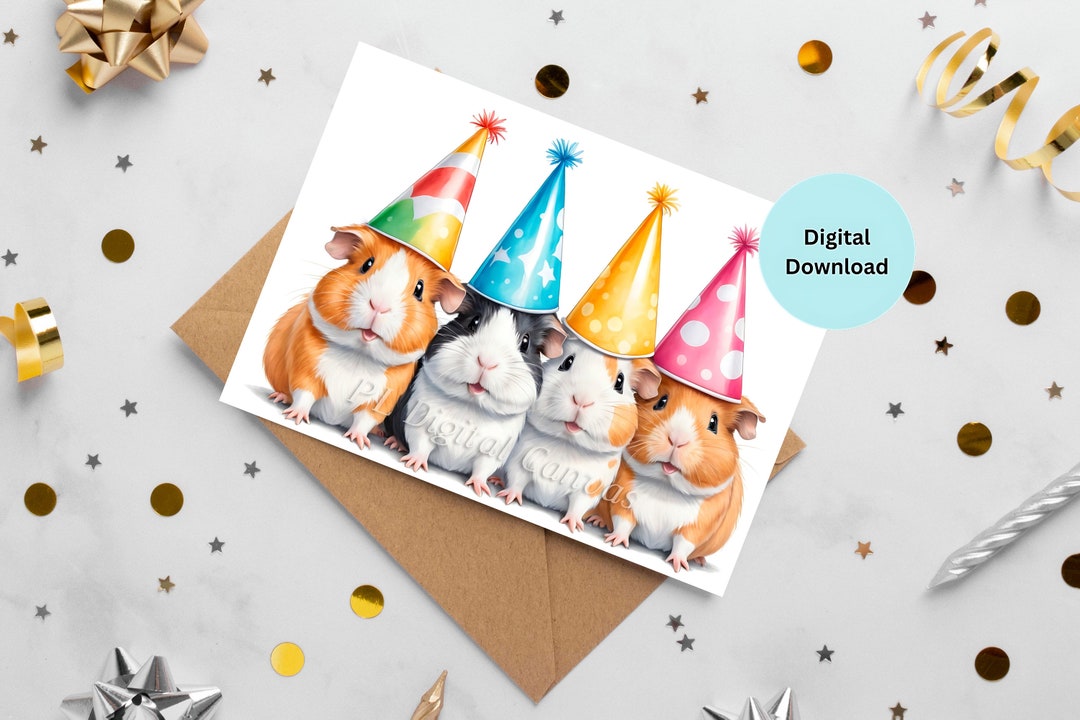 Guinea Pig Birthday Card | Printable Card | Party | Greeting Card ...
