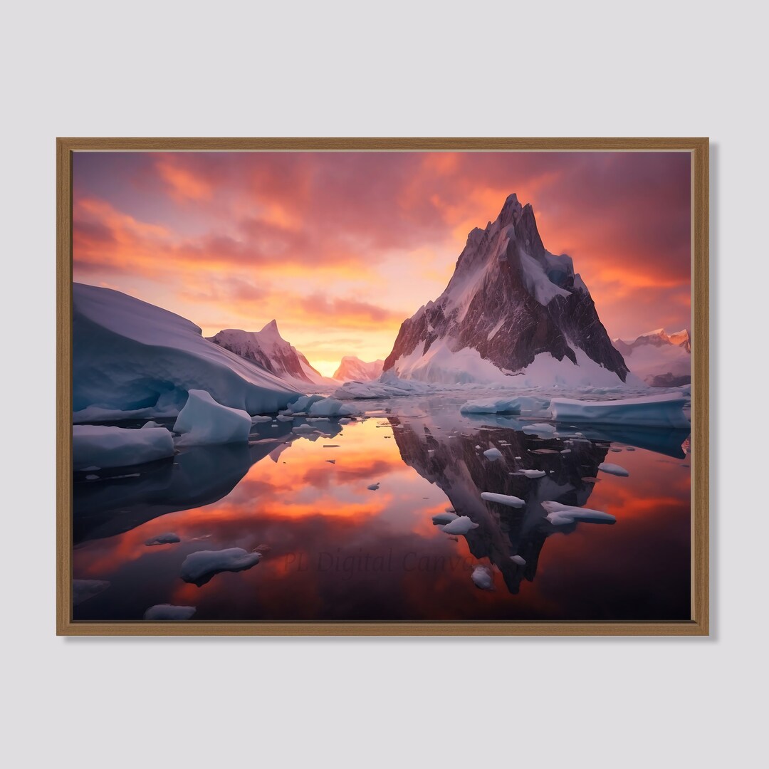 Iceberg Wall Art, Sunset, Arctic, Printable Painting Art, Wall Decor ...