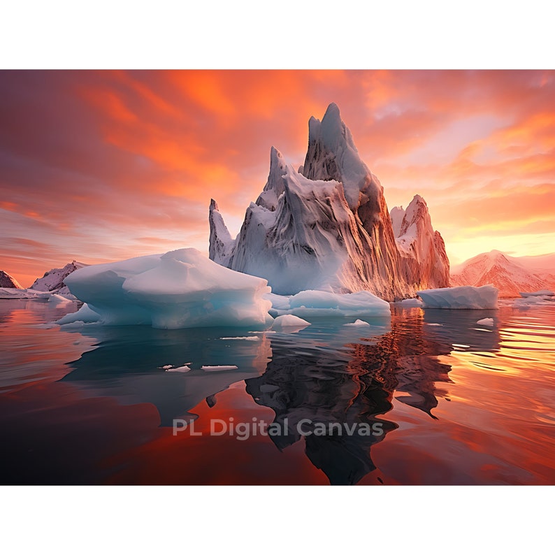 Iceberg at Sunrise and Sunset Arctic Art Scrapbooking Craft Supplies ...