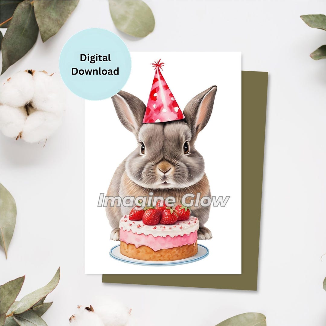 Rabbit Birthday Card | Bunny Happy Birthday Card | Party | Pet Greeting ...