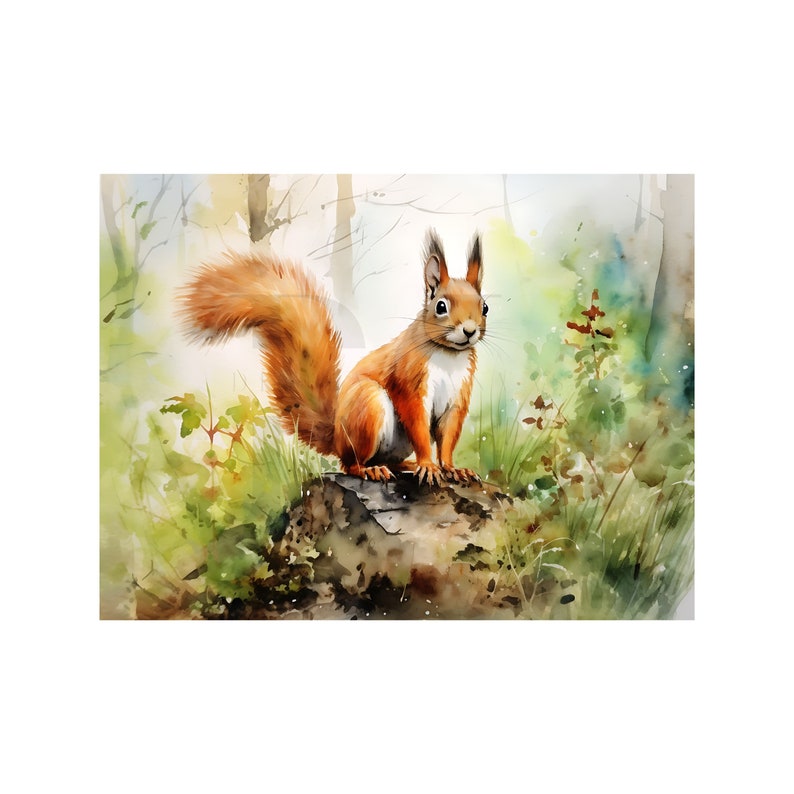 Squirrels Art Print Watercolor Squirrel Printable Art Nursery Wall Art Instant Download ...