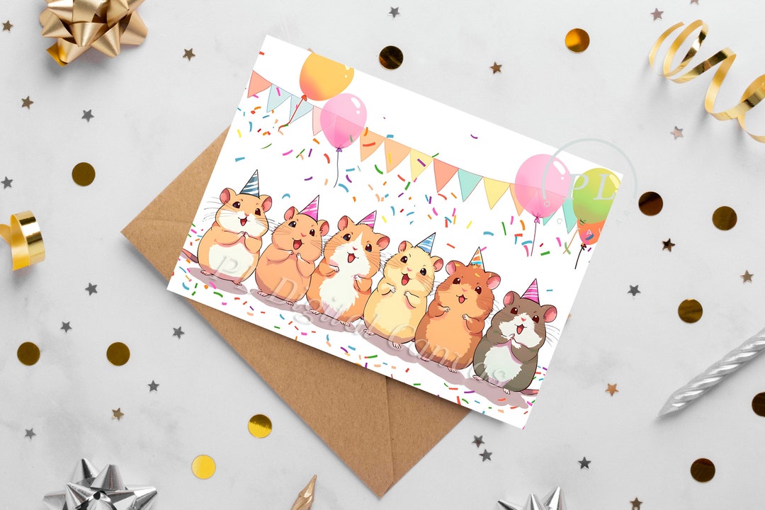 Hamster Birthday Card | Printable Card | Party | Greeting Card ...