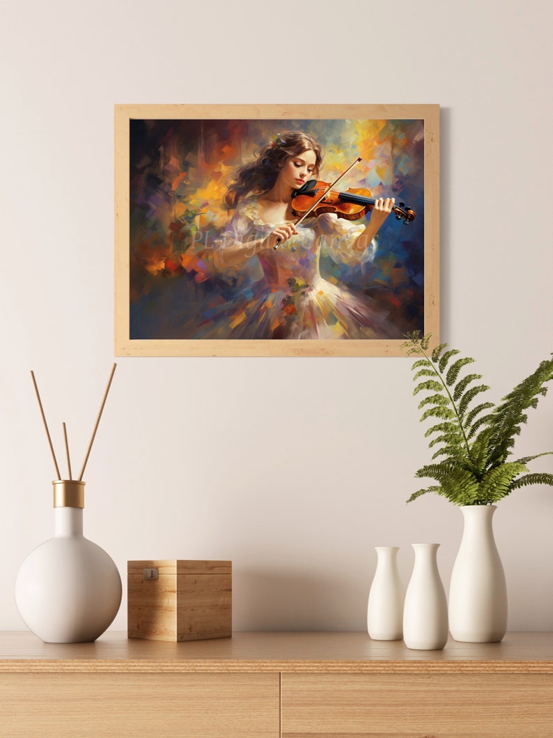 Girl Playing Violin Violin Painting Music Room Decor Printable Art ...