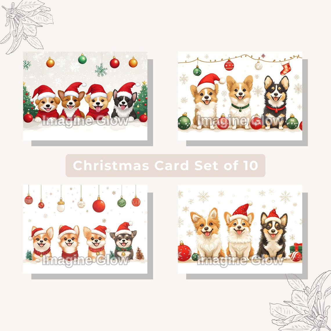 Dogs Christmas Card Set C - Holiday Greeting Cards - Pet Holiday Cards ...