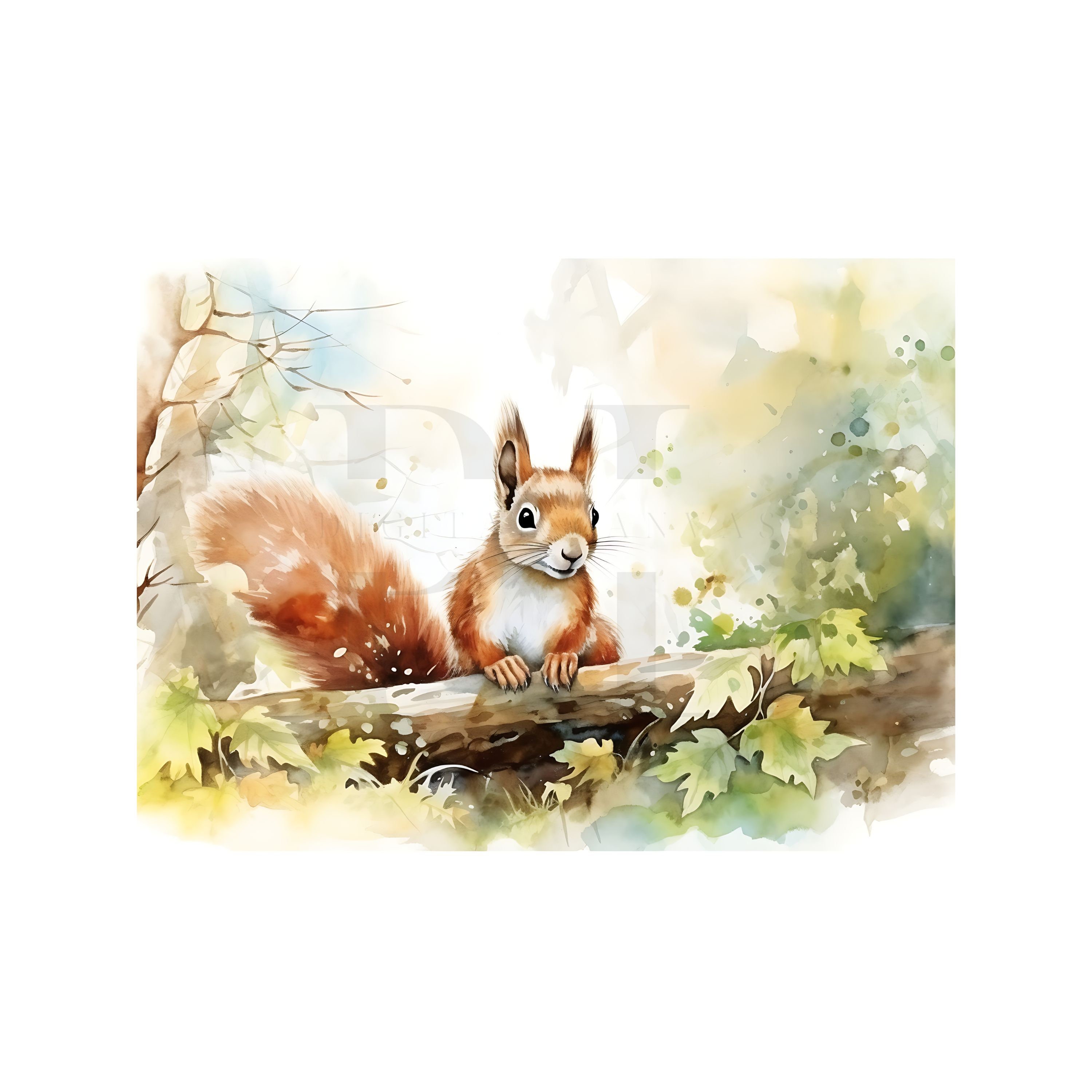 Squirrels Art Print Watercolor Squirrel Printable Art Nursery Wall Art ...