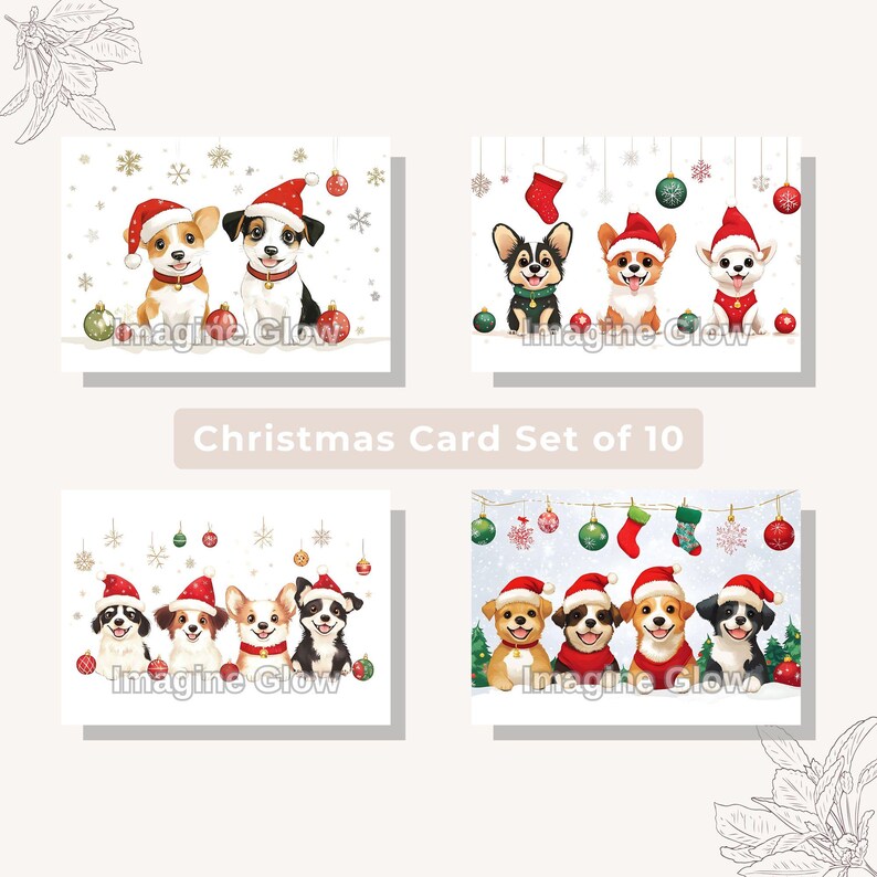 Dogs Christmas Card Set C - Holiday Greeting Cards - Pet Holiday Cards ...