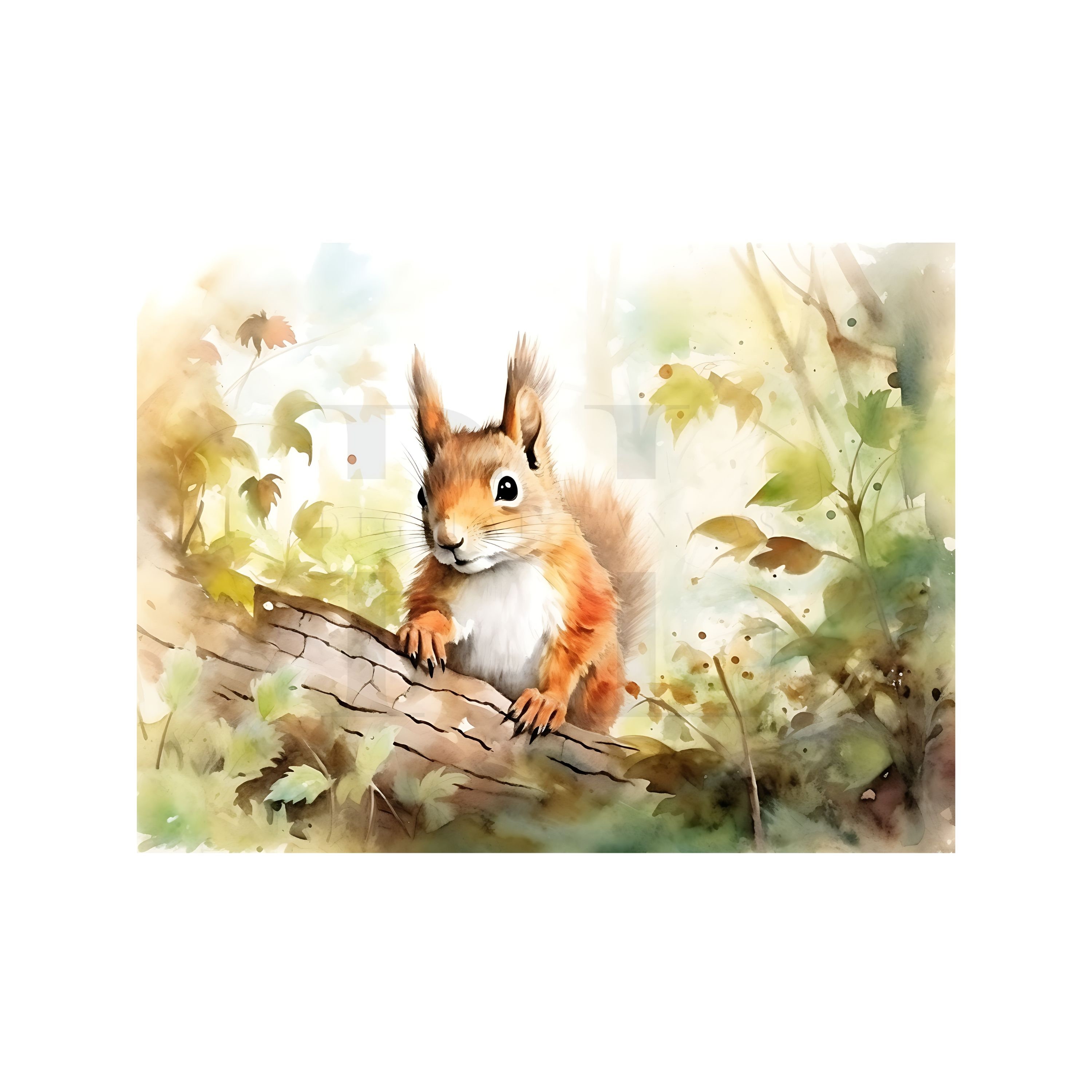 Squirrels Art Print Watercolor Squirrel Printable Art Nursery Wall Art Instant Download ...