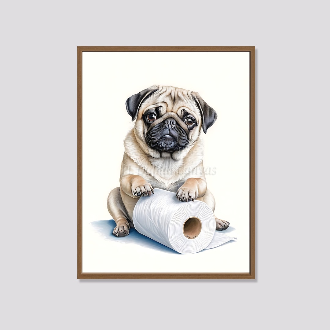 Pug Toilet Wall Art Kid Bathroom Wall Decor Nursery Printable Art ...
