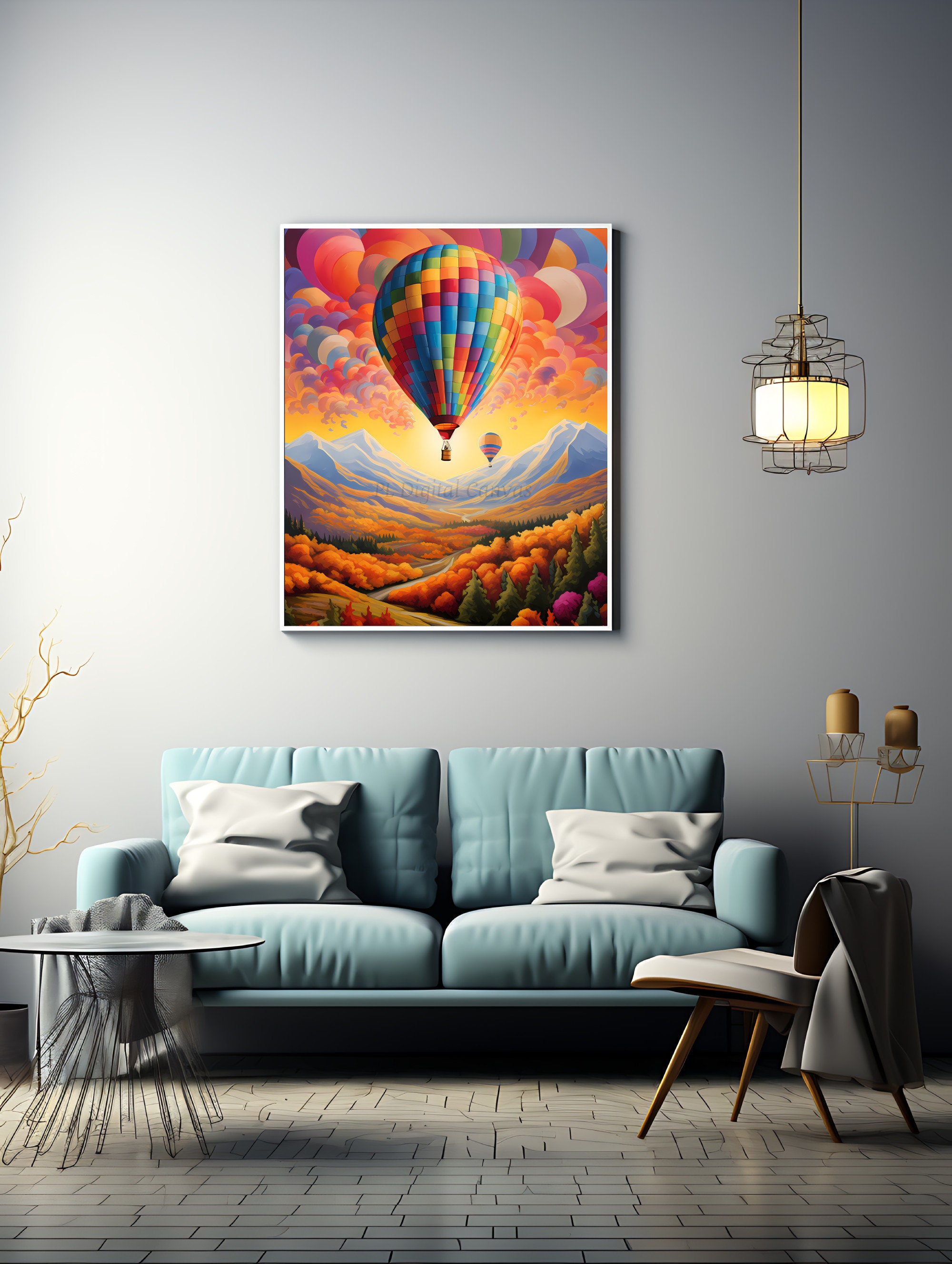 Fantasy Hot Air Balloon, Abstract Printable Art, Wall Decor, Digital ...