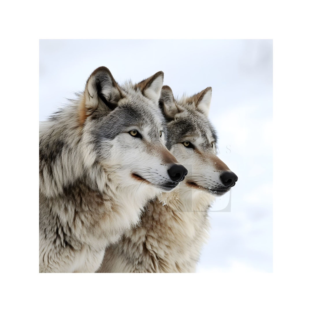 Wolf Wolves Clipart Pairs of Grey Wolf Printable Art Print Instant ...