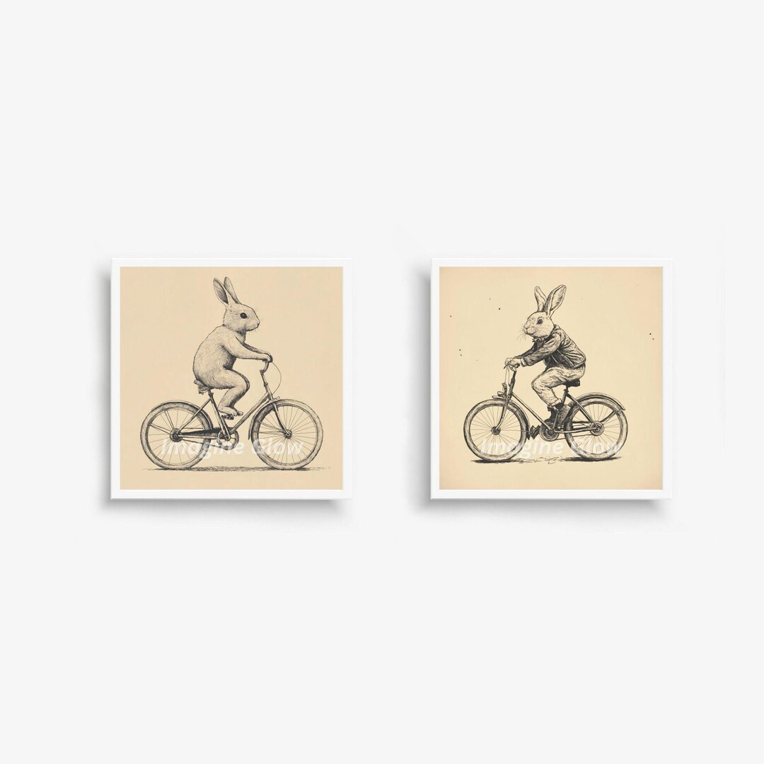Rabbit on Wheels Print, Cycling, Bicycle Wall Art, Printable Art, Sport ...