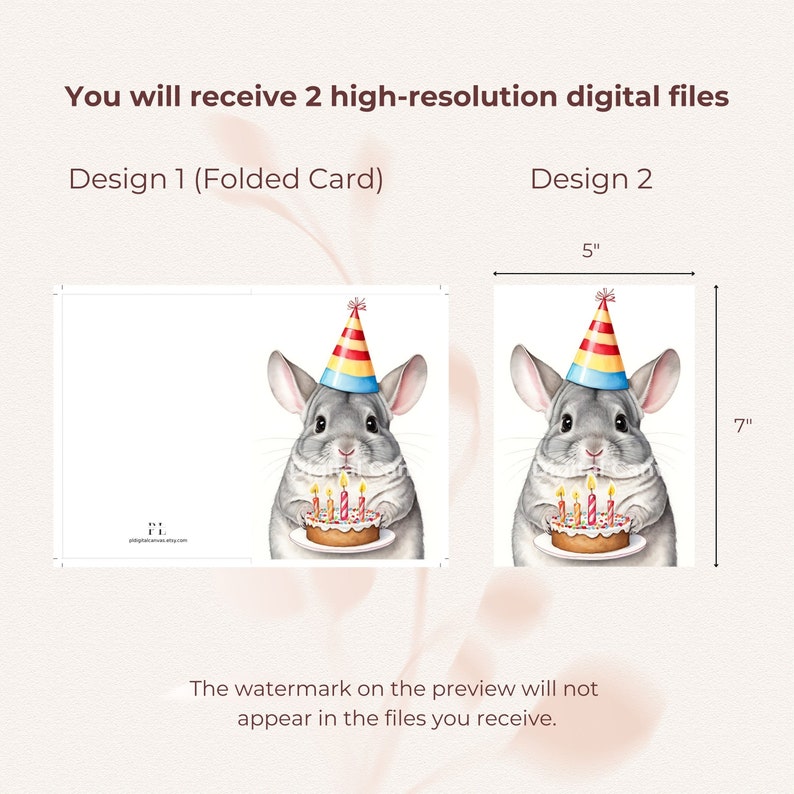 Chinchilla Birthday Card: Party Animal With Cake (digital Download) - Etsy