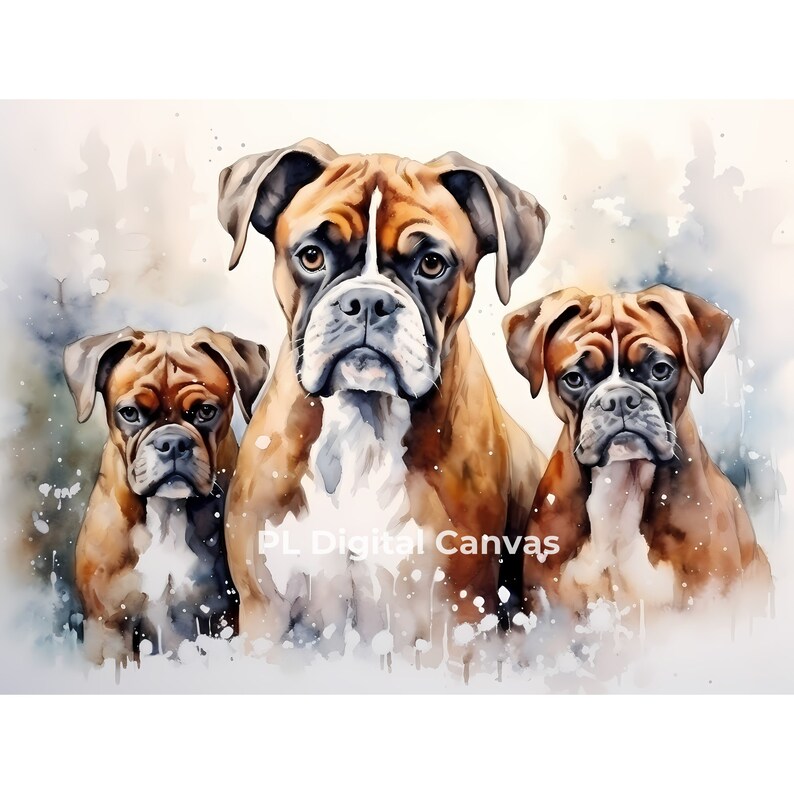 Boxer Dogs | Two Boxers Painting | Scrapbooking | Dog Nursery Art ...