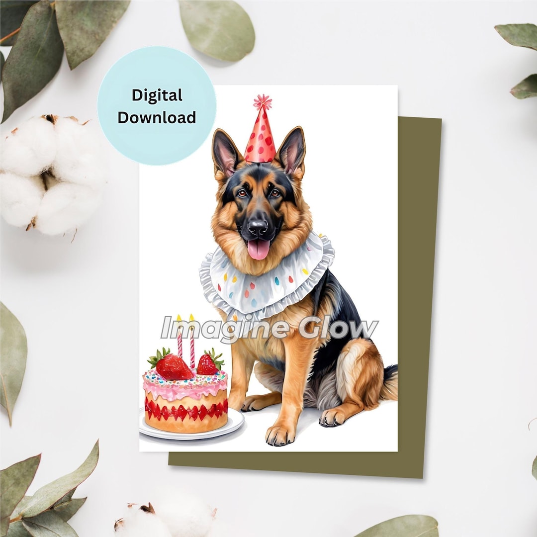 German Shepherd Birthday Card | Happy Birthday Card | Party | Greeting ...