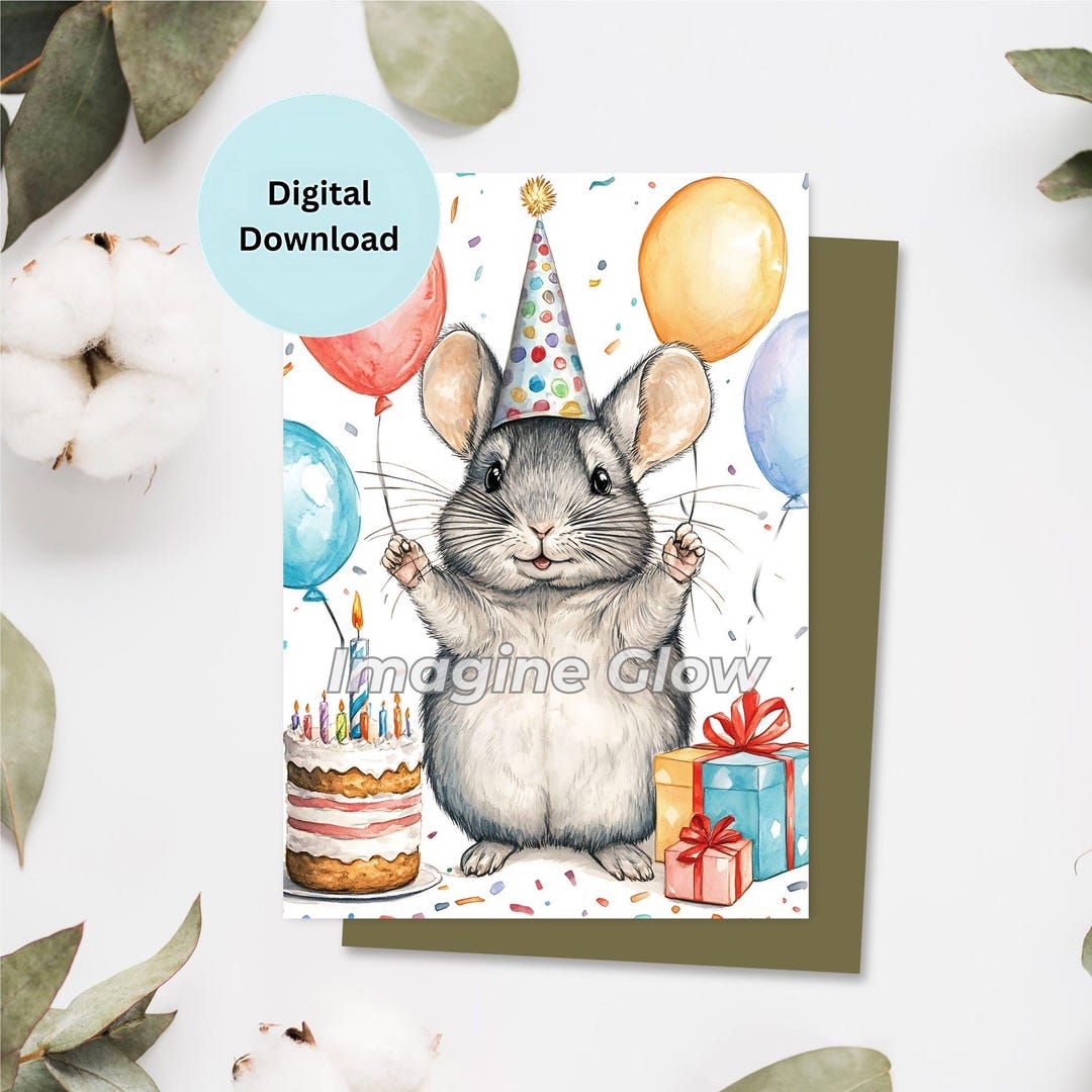 Chinchilla Birthday Card - Happy Birthday Card - Party - Greeting Card ...