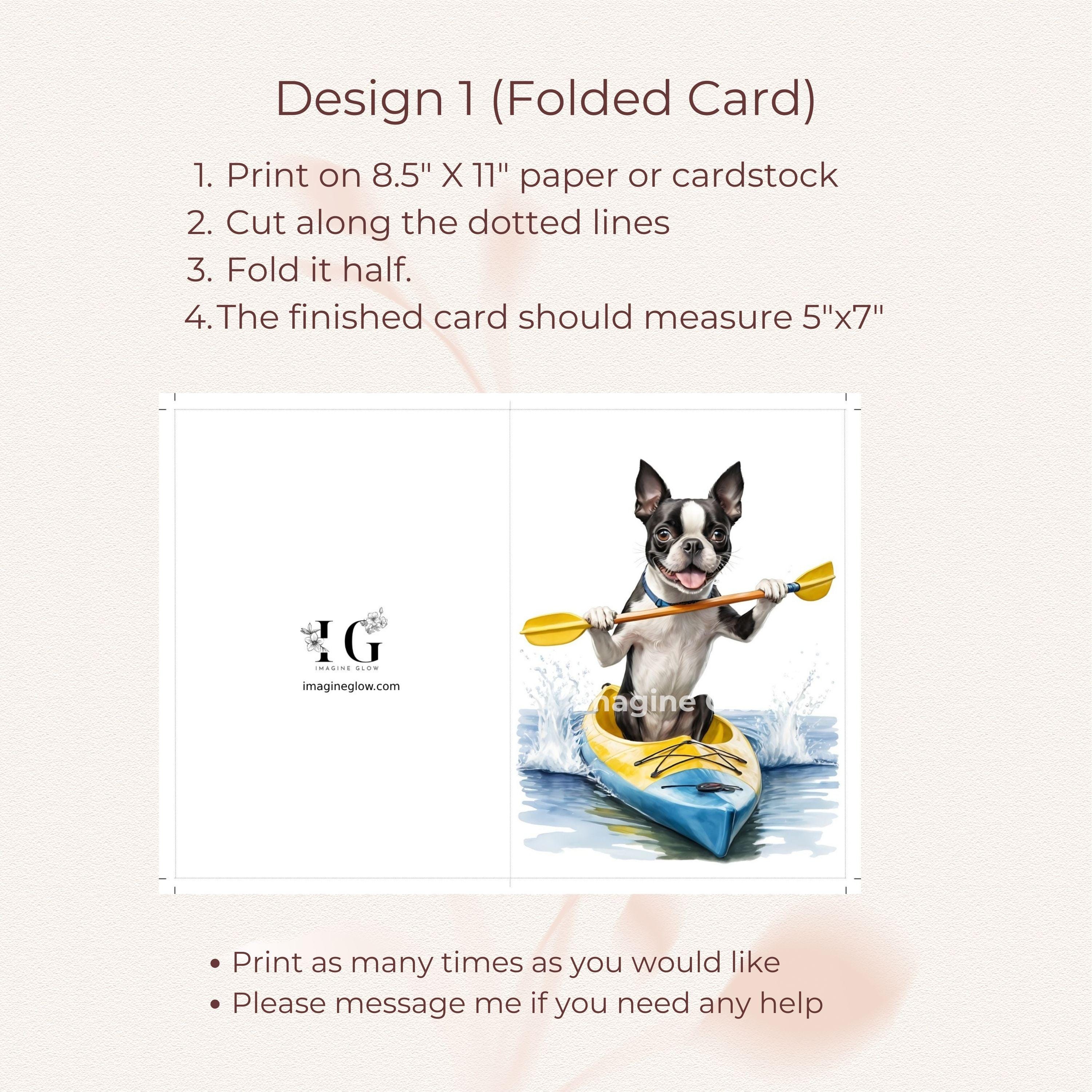 Kayak Birthday Card Bulldog Happy Birthday Card Party Greeting Card ...