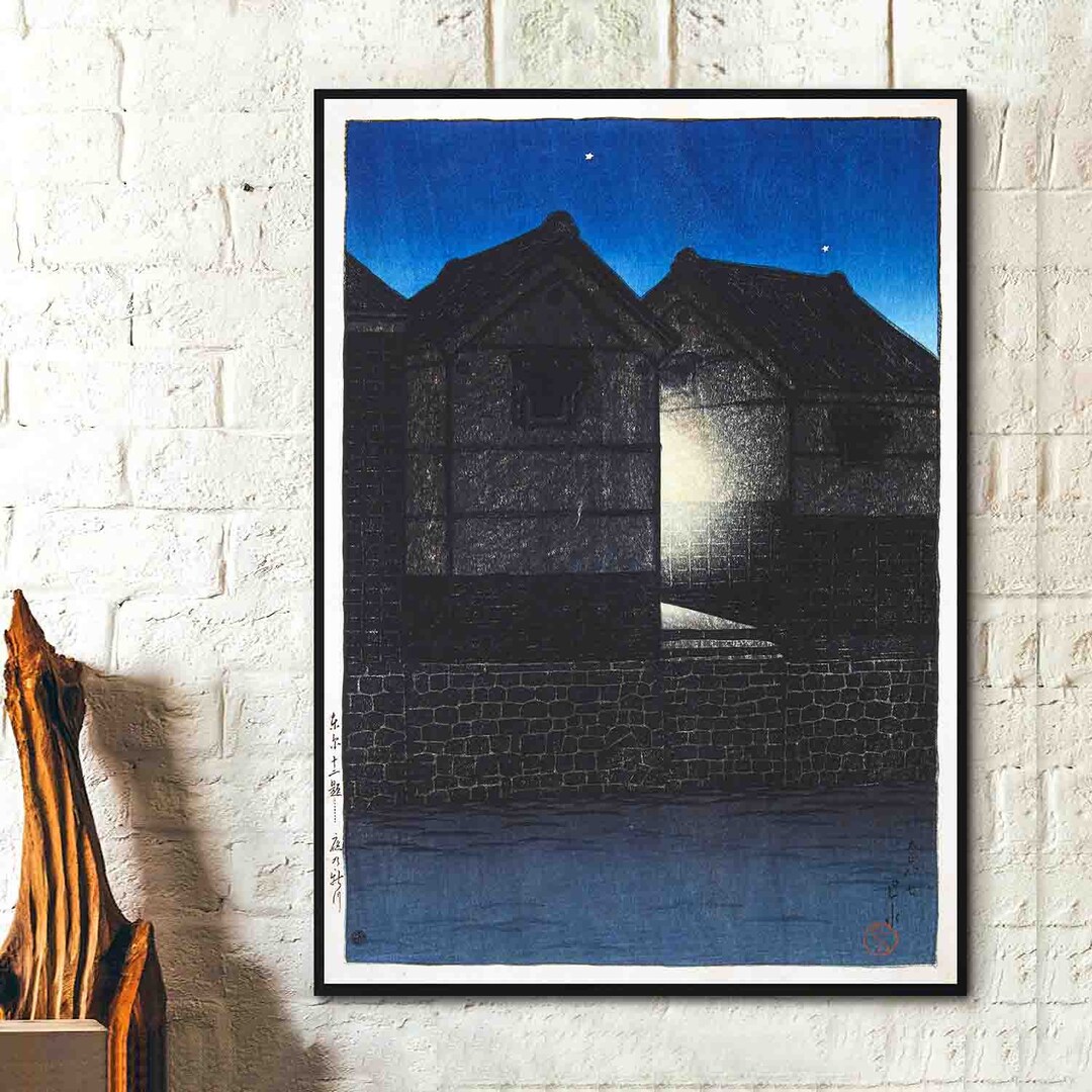 Shinkawa, Night 1919- Hasui Kawase, Japanese Print Ukiyo-eposter Japan ...