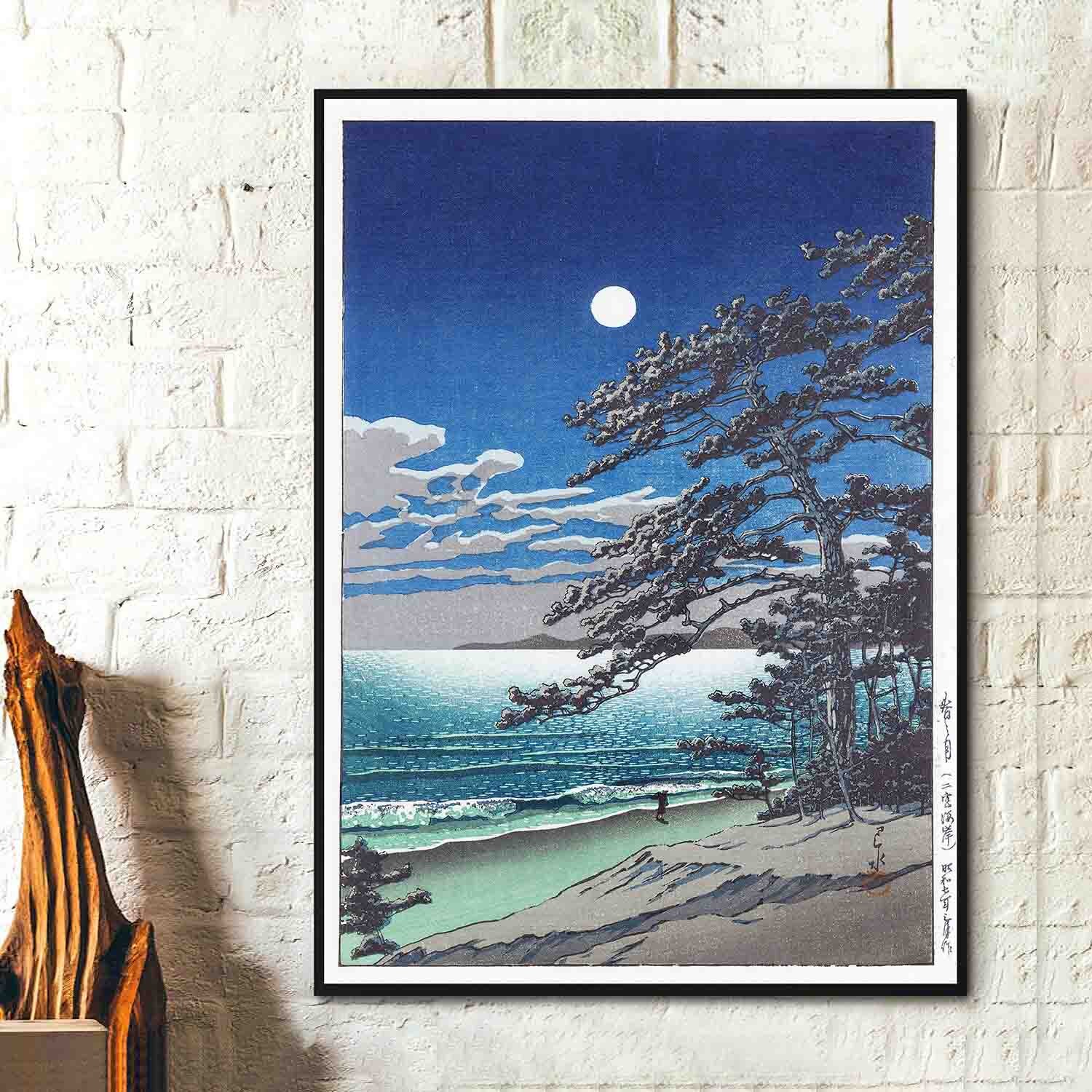Spring Moon at Ninomiya Beach 1931 Hasui Kawase, Japanese Print Ukiyo ...